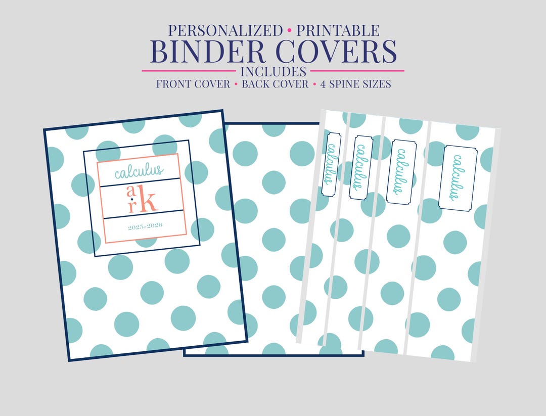 Personalized Binder Cover, Printable Monogrammed Binder Cover Inserts ...