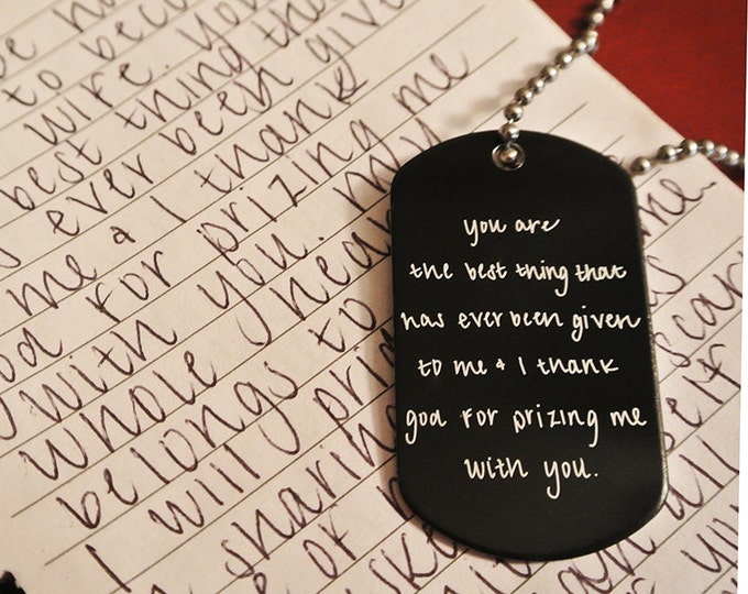 Handwritten Anodized Aluminum Dog Tag Your Handwriting up to | Etsy
