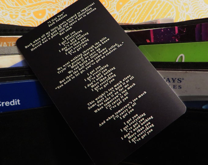 Personalised Song Lyrics Wallet Card Gift for Her 10th Anniversary Gift ...