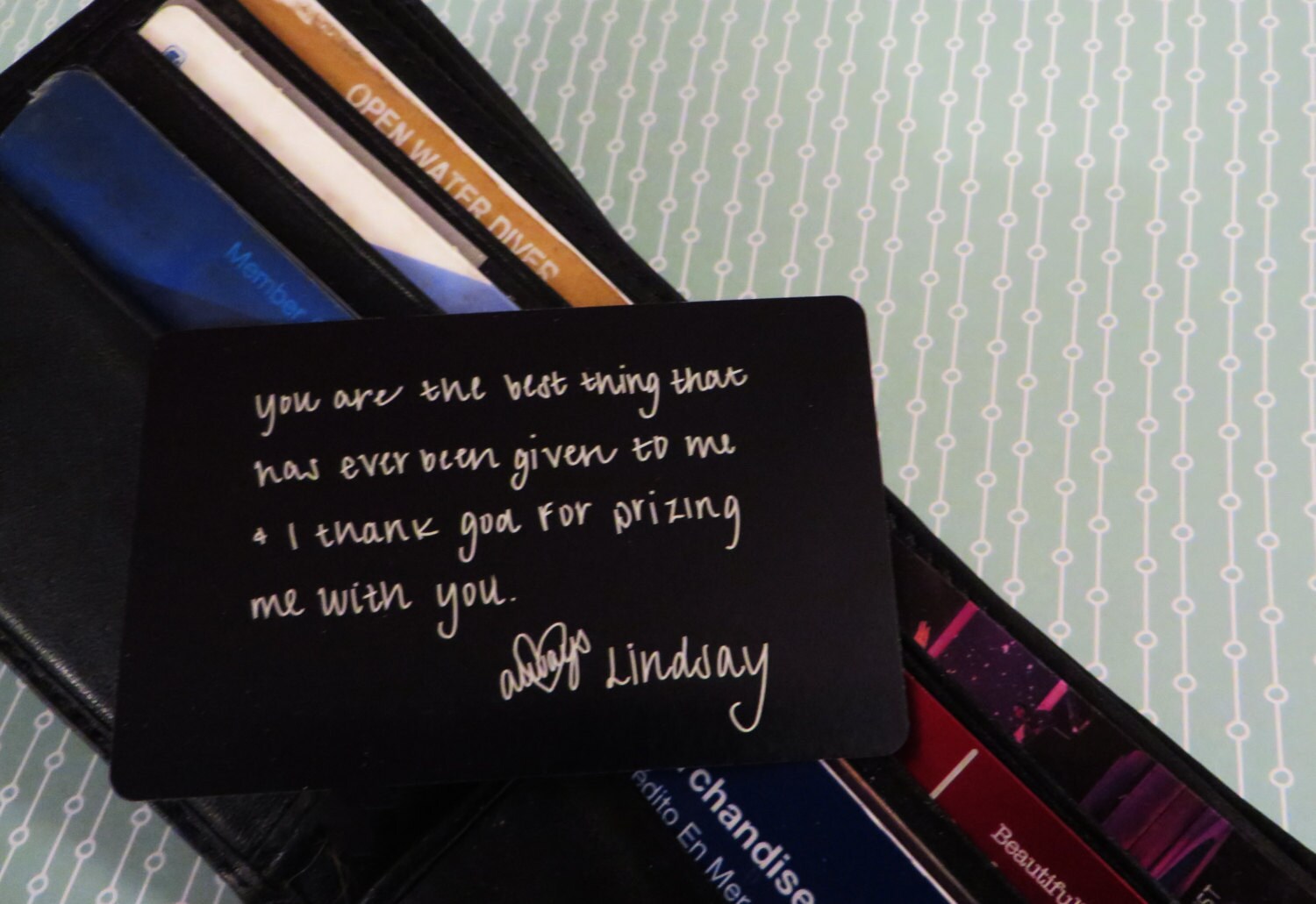 Handwritten Note Engraved Wallet Insert Personalized and - Etsy