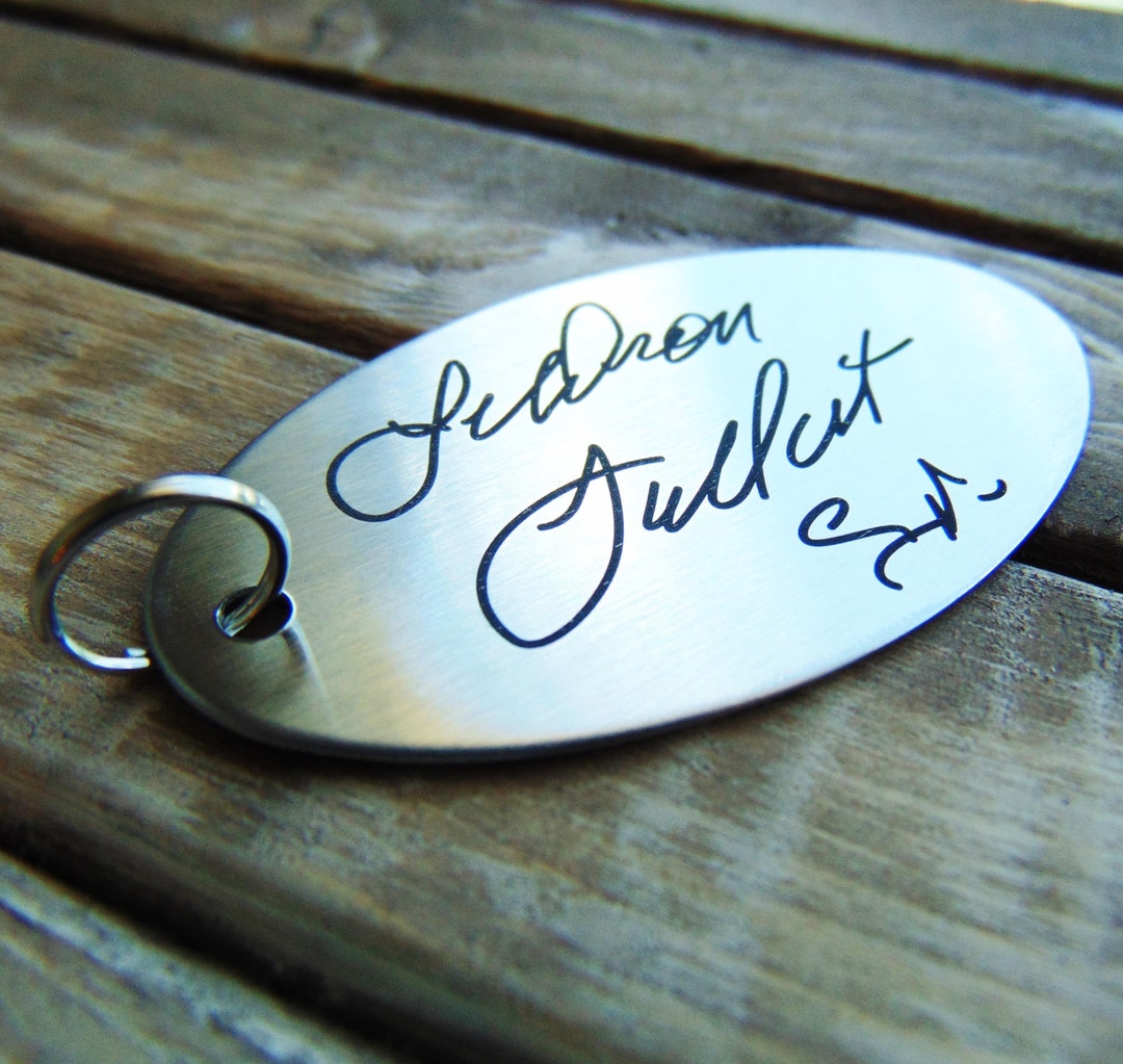 Signature Key Chain - Actual Handwriting - -laser Engraved - Brushed ...
