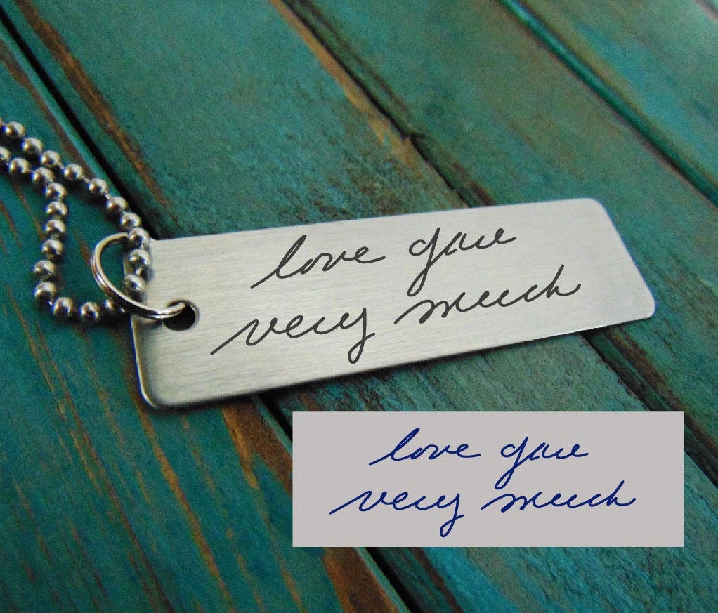 Actual Hand Writing Key Chain Laser Engraved Brushed | Etsy