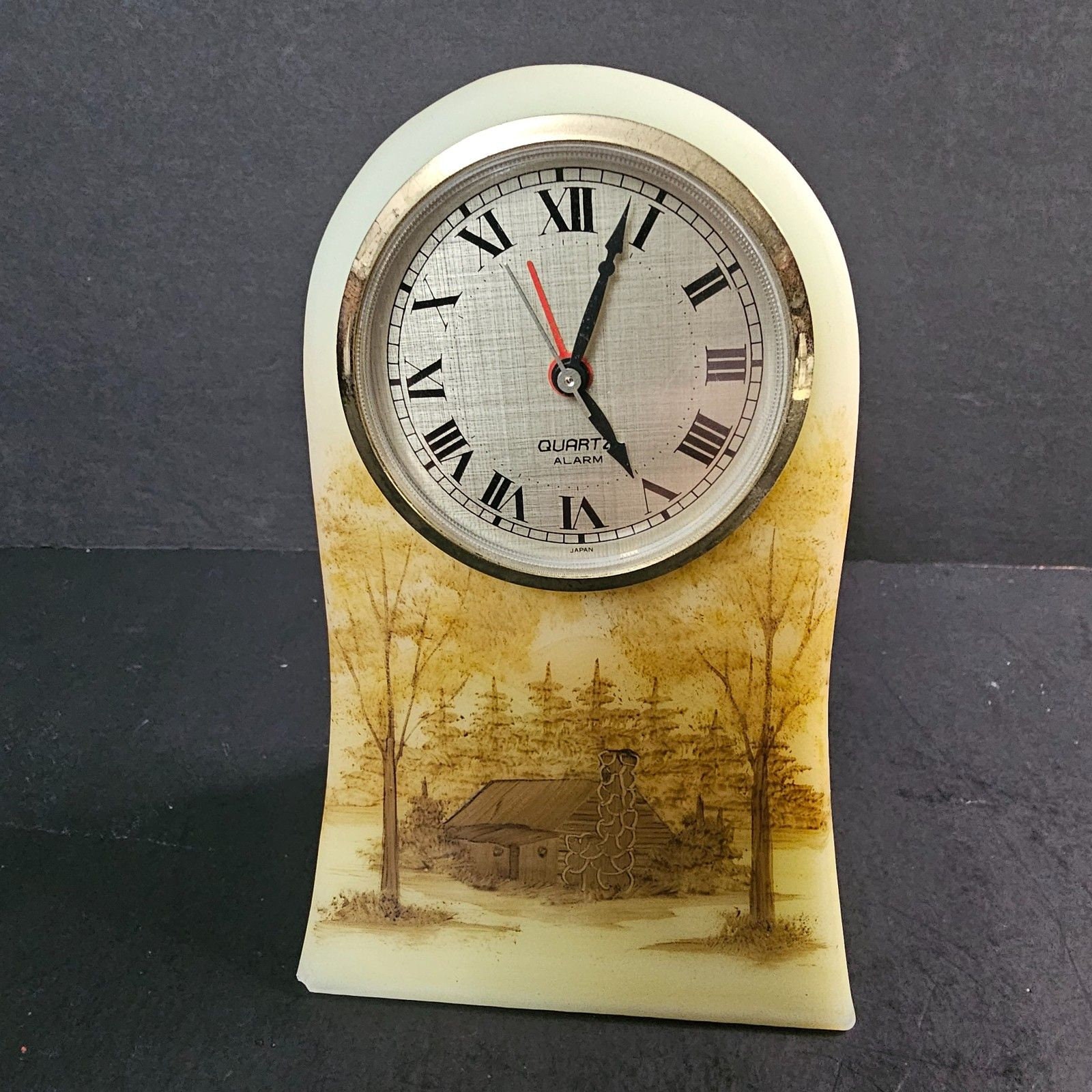 Vtg Fenton Uranium Glass Hand-painted Log Cabin Clock Rare - Etsy