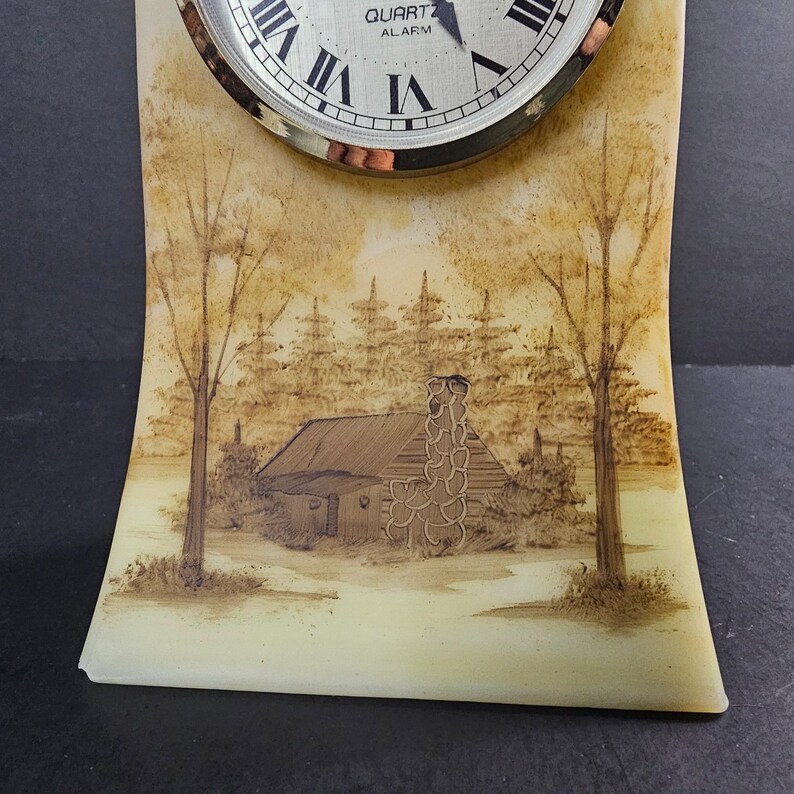 Vtg Fenton Uranium Glass Hand-painted Log Cabin Clock Rare - Etsy