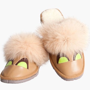 Women's Slippers. Fox Fur Slippers. Sheepskin Slippers. Wool Slippers ...