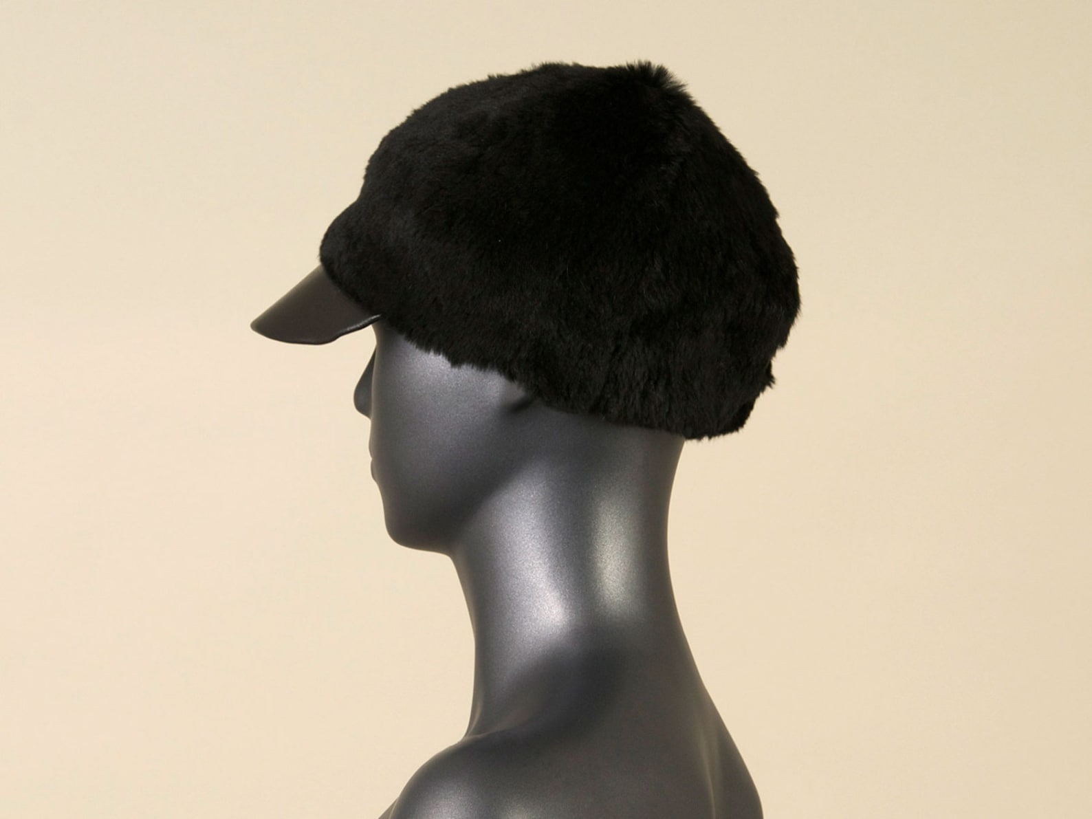 Black Rabbit Fur and Leather Hat. Real Fur Hat. Real Rabbit - Etsy