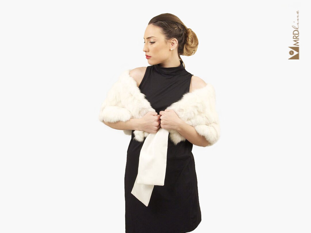 Rex Rabbit Fur Stole for Women. Stole. Fur Stole. White Fur Stole. Fur ...