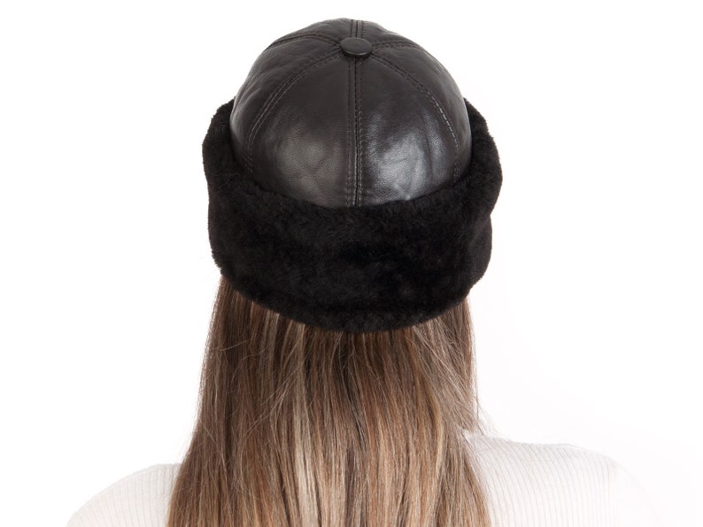 Clouche Leather Hat. Sheepskin Hat. Fur Hat. Real Leather Hat. - Etsy