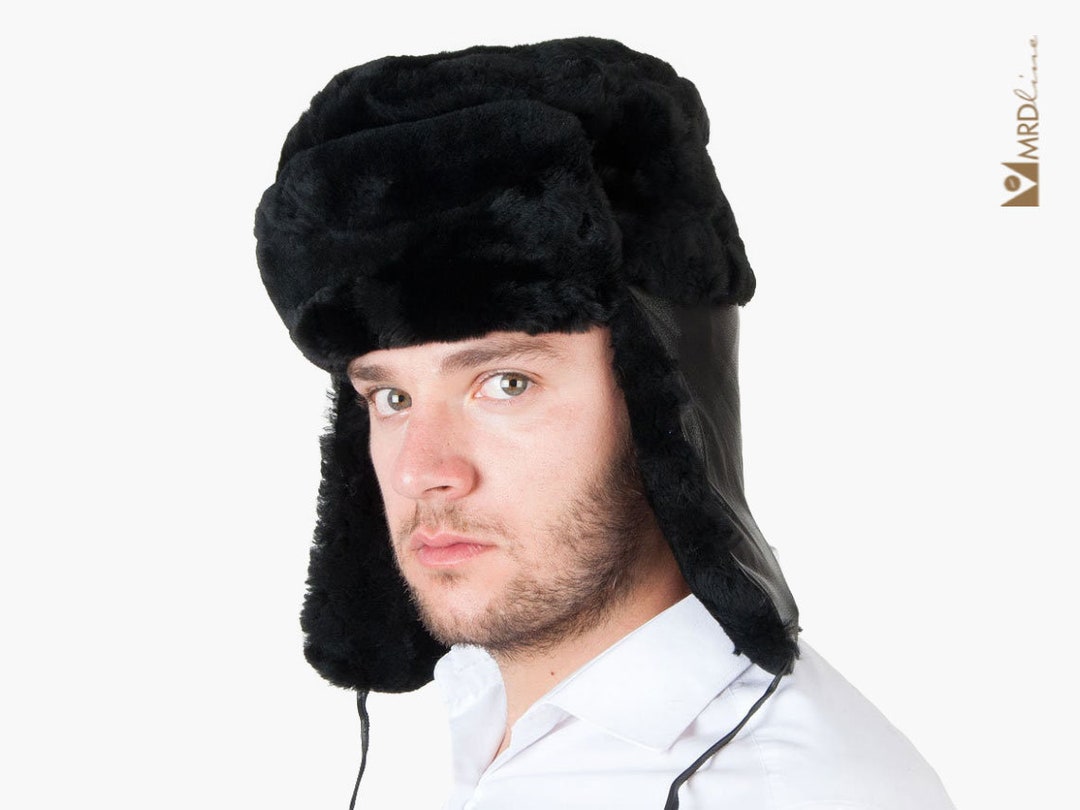 Black Sheepskin Russian Style Hat. Russian Fur Hat. Trapper - Etsy