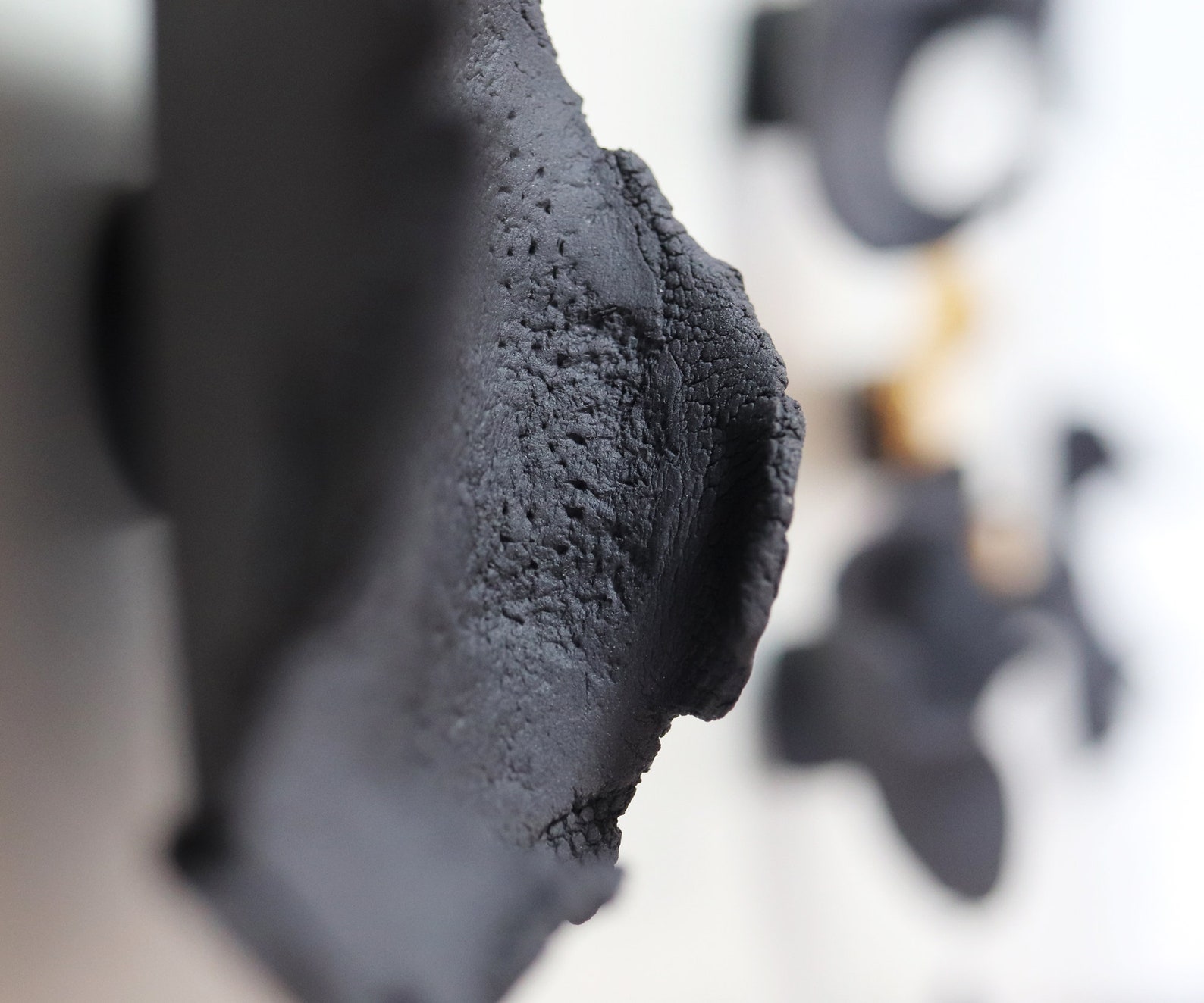 Set of 34 3D MINI + MICRO Tiles, Black Porcelain Oversize Wall Art Sculptures Porcelain With ...