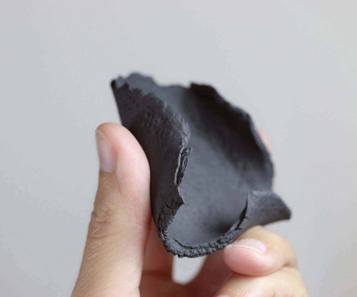 Set of 34 3D MINI MICRO Tiles, Black Porcelain Oversize Wall Art Sculptures Porcelain With Gold ...