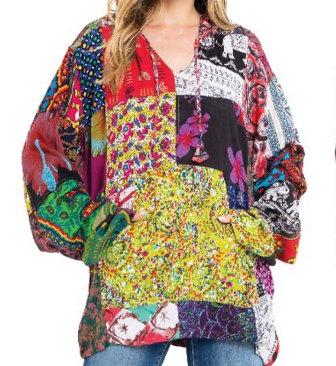 ECO BELL SLEEVE Eco Friendly Multi Color Earth Patchwork Fits - Etsy