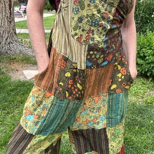 Hippie Patchwork Overall Mushroom Jumpsuit Festival Outfit - Etsy