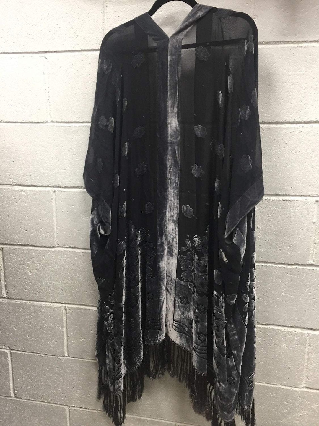 Burnout Velvet Kimono Fits Plus and One Size Hand Beaded - Etsy