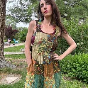 Hippie Patchwork Overall Mushroom Jumpsuit Festival Outfit - Etsy