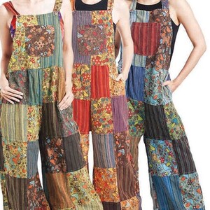 Hippie Patchwork Overall Mushroom Jumpsuit Festival Outfit - Etsy