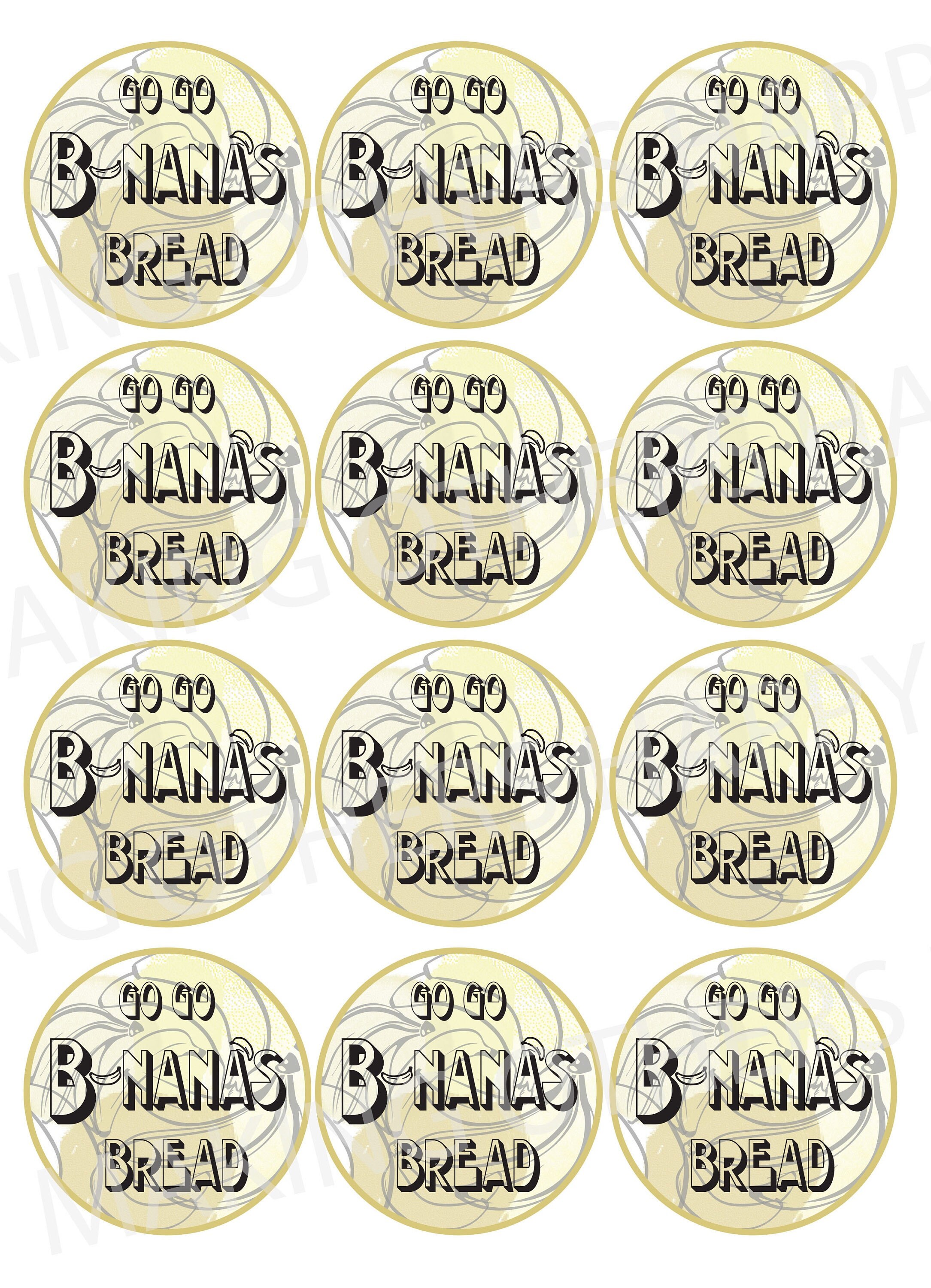 Bake Sale Stickers Banana Bread Printable Instant Download - Etsy