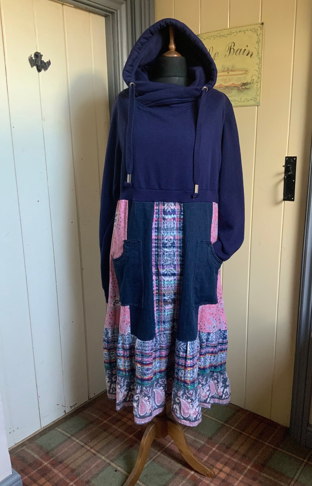 Ladies Plus Size Upcycled Hooded Dress. Made From Preloved Fabrics - Etsy