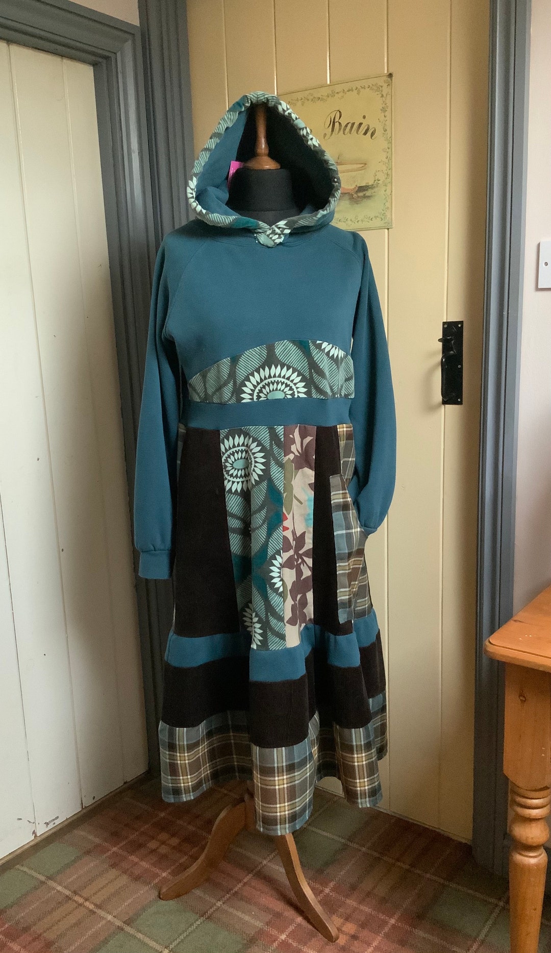 Ladies Upcycled Hooded Dress. Made From Preloved Fabrics - Etsy