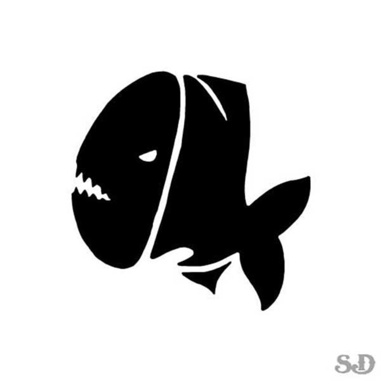 Evil Fish Art Vinyl Decal Sticker 3.75 X 3.75 - Etsy