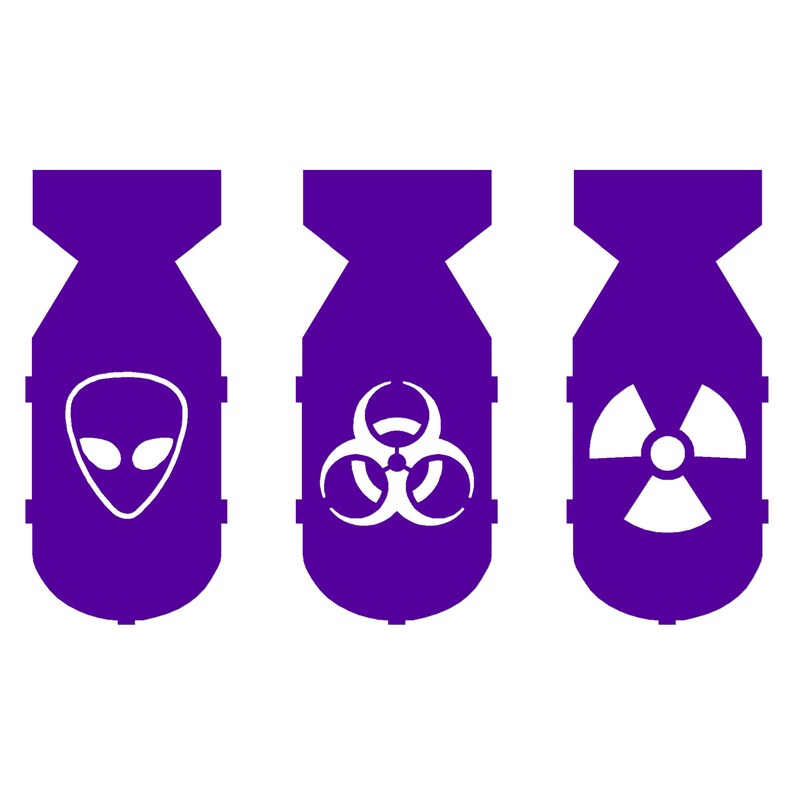 Set of 3 Bombs Alien Nuke Biohazard Symbol Vinyl Decal - Etsy