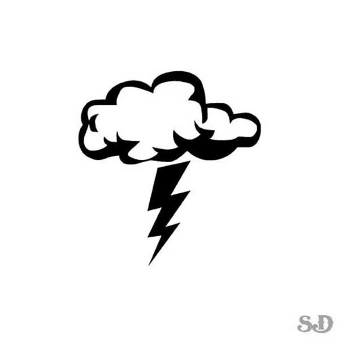 Storm Cloud Lightning Bolt - Vinyl Decal Sticker - 3.75" Long X 4" High ...