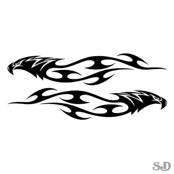 Pair of Tribal Eagle Flames - Vinyl Decal Sticker - 9" X 3.75" - 24 ...