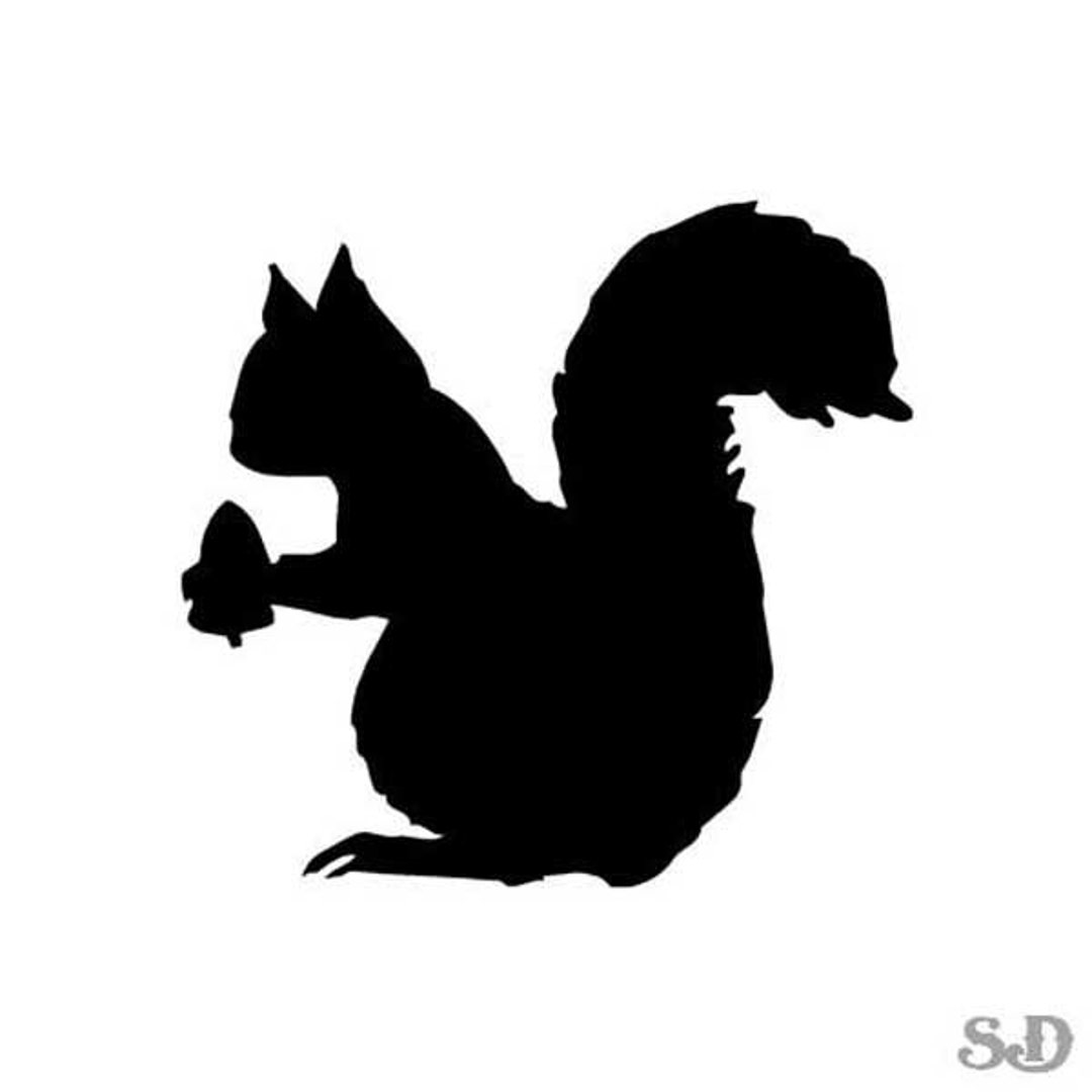 Cute Squirrel Eating Acorn - Vinyl Decal Sticker - 4" Long X 3.75" High ...