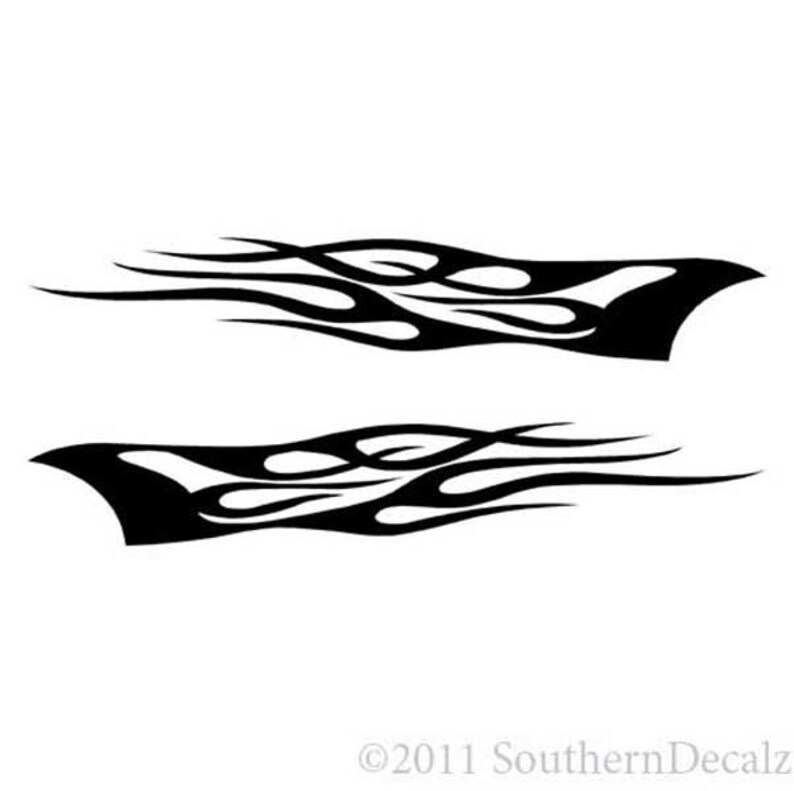 Pair of Tribal Flames Splash - Vinyl Decal Sticker - 12" Long X 5" High ...