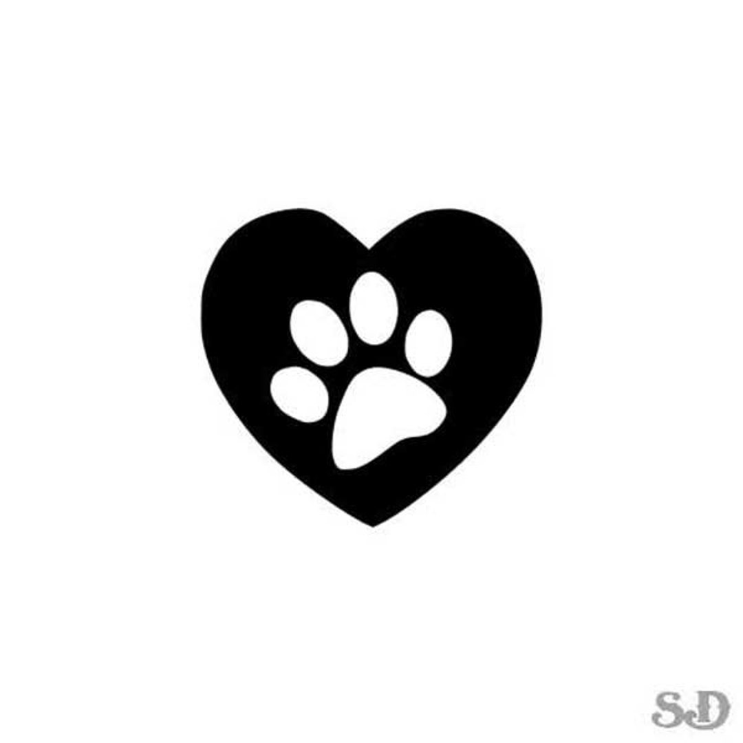 Dog Paw Print Heart Vinyl Decal Sticker 4 Long X 3.75 High 24 Colors ...