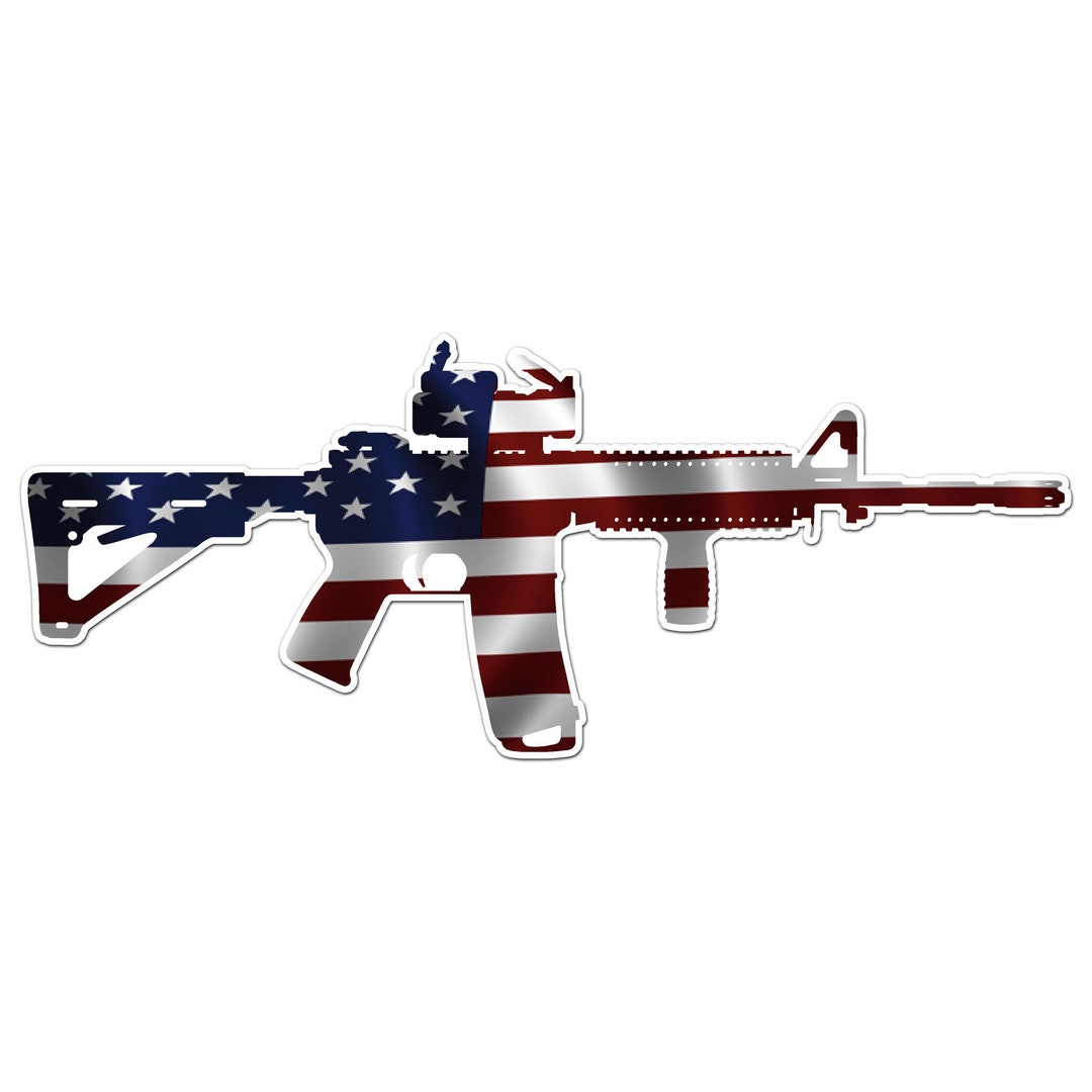 AR-15 Rifle Vinyl Decal – American Flag Gun Sticker | Firearm Bumper ...