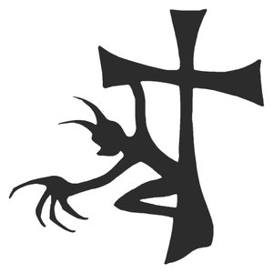 Demon Devil Cross - Vinyl Decal Sticker - 3 Sizes - 9 Solid Colors ...