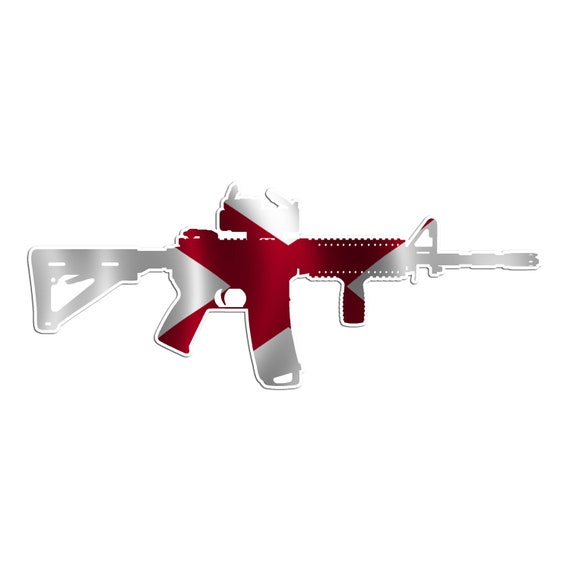 AR 15 Rifle Gun Firearm With Scope Alabama Flag Vinyl Decal - Etsy