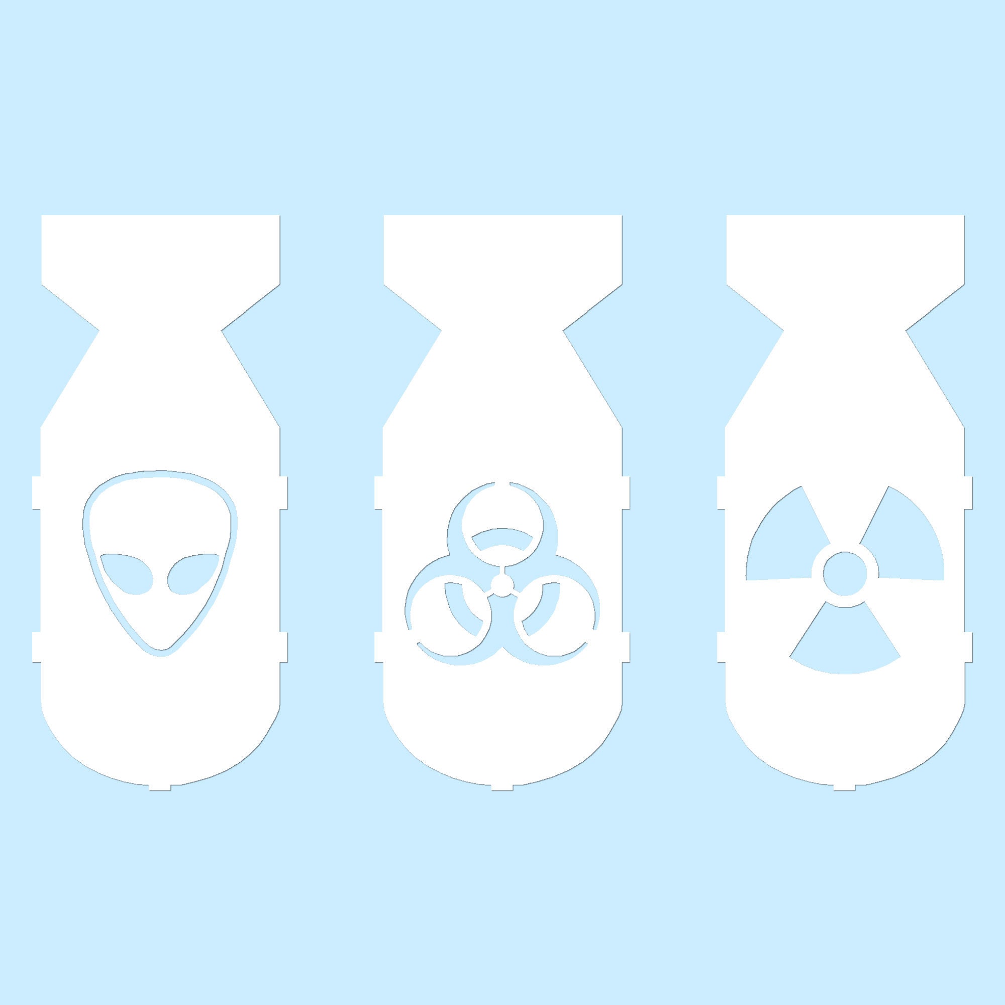 Set of 3 Bombs Alien Nuke Biohazard Symbol Vinyl Decal | Etsy