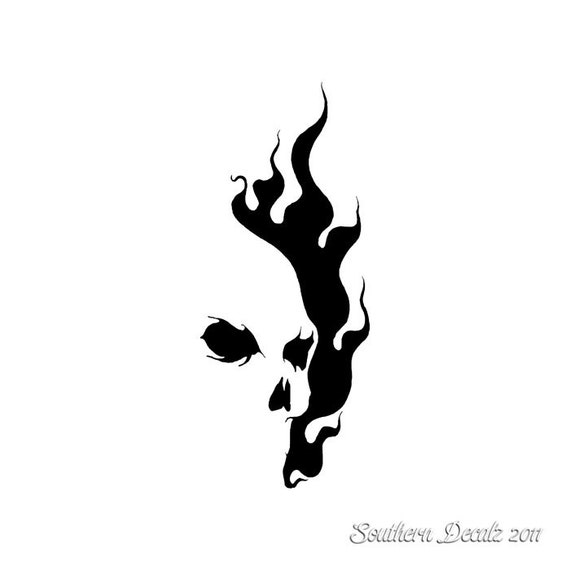 Skull Flames Art Vinyl Decal Sticker 3.75 Long X - Etsy