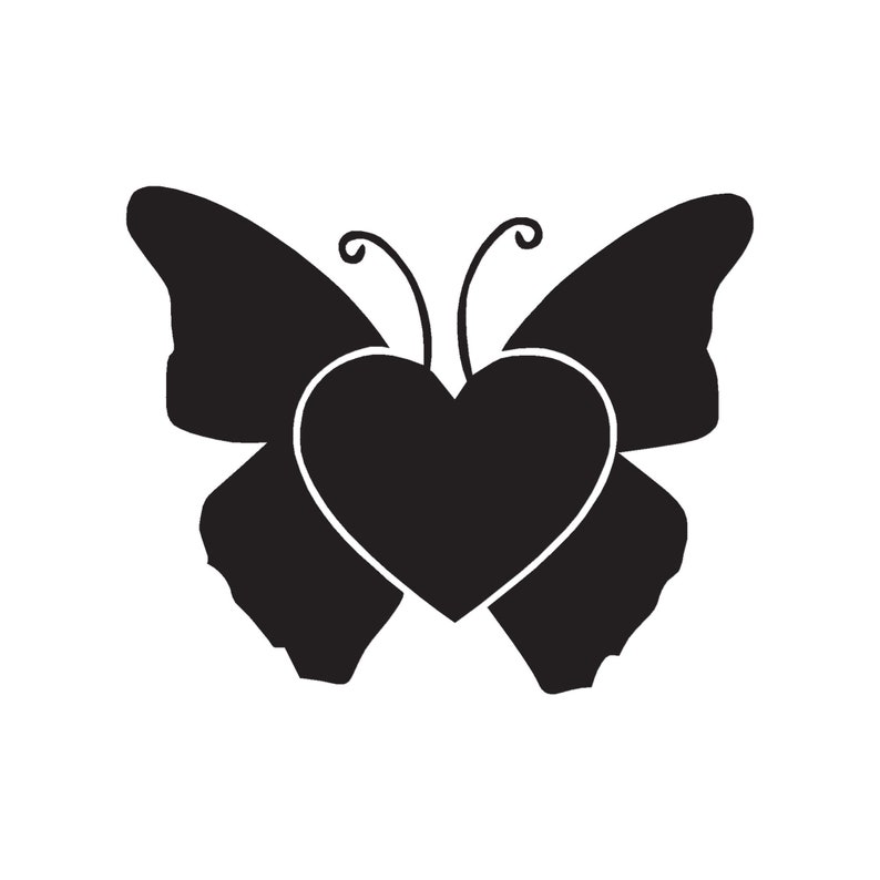 Butterfly Heart - Vinyl Decal Sticker - 3 Sizes - 9 Solid Colors ...
