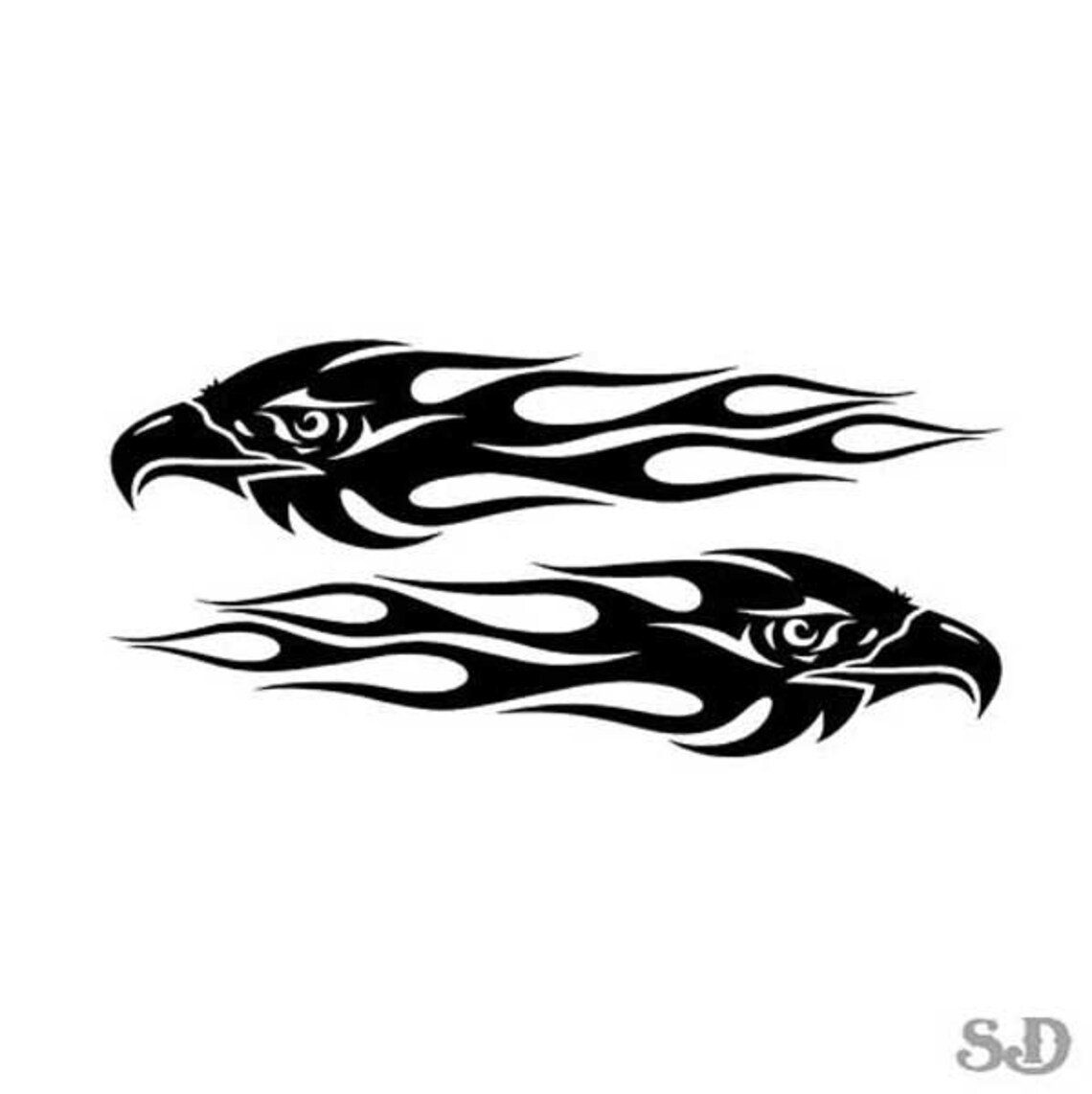 Pair of Eagle Head Flames - Vinyl Decal Sticker - 8" X 3.75" - 24 ...