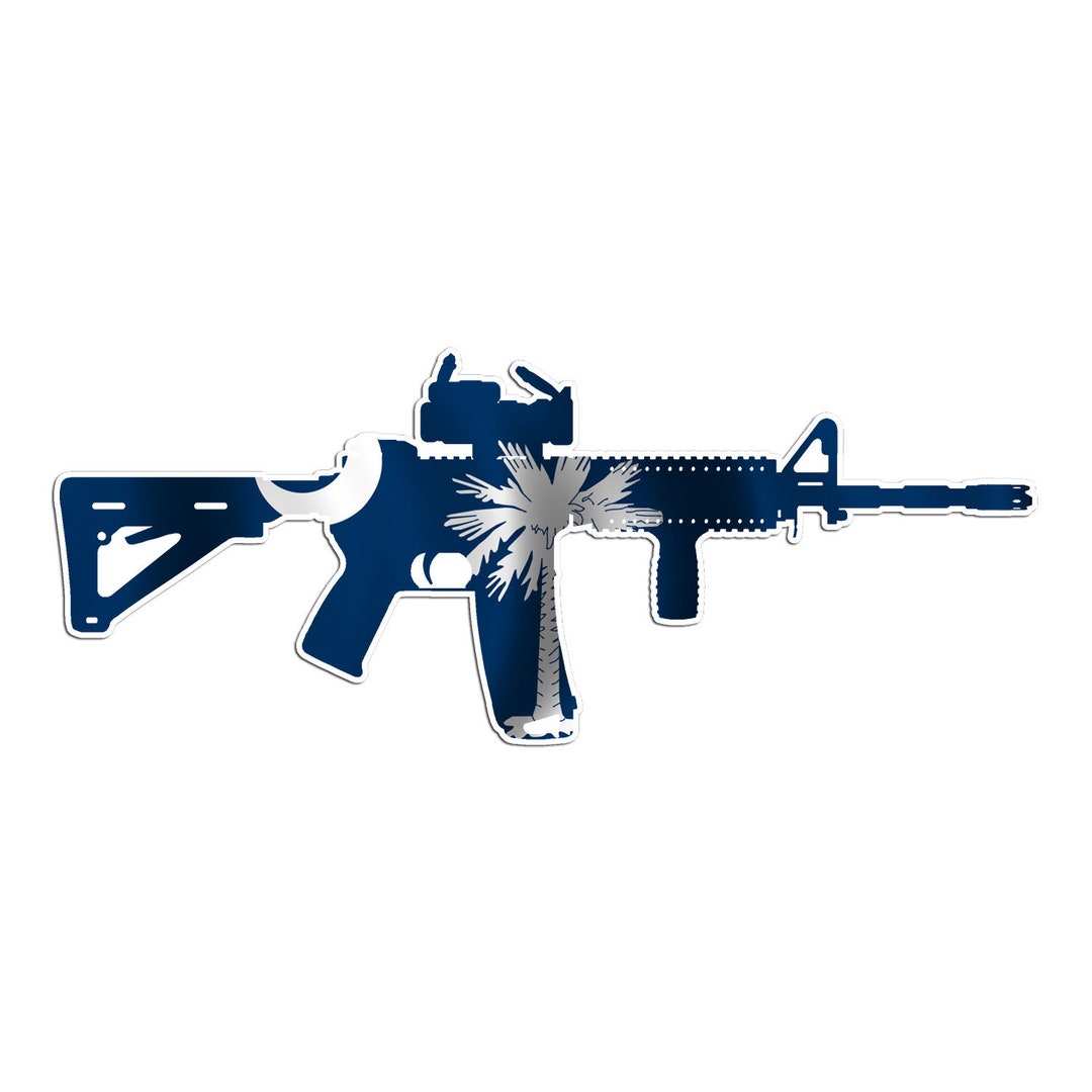 AR 15 Rifle Gun Firearm With Scope - South Carolina Flag - Vinyl Decal ...