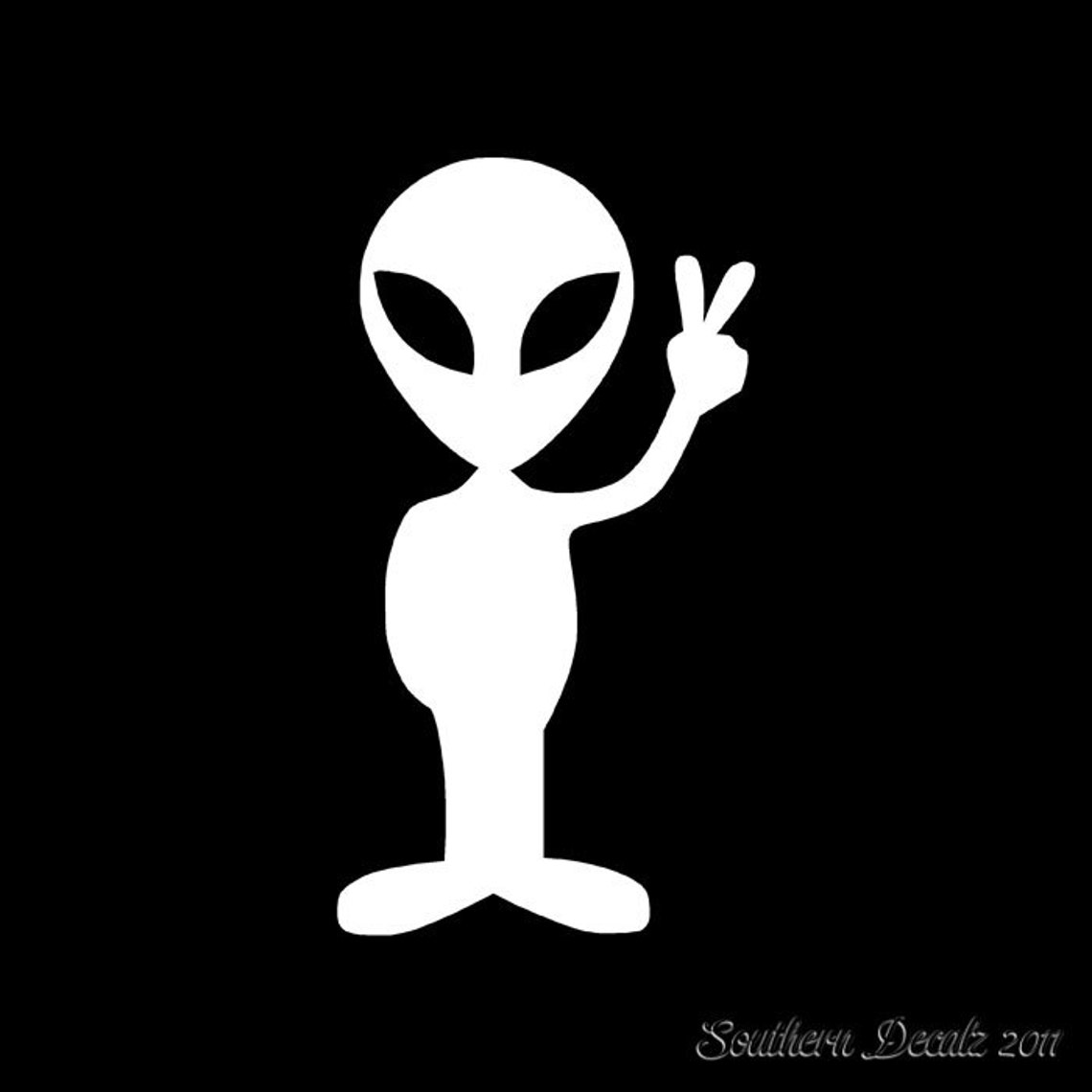 Peace Sign Alien Vinyl Decal Sticker 3.75 Long X | Etsy