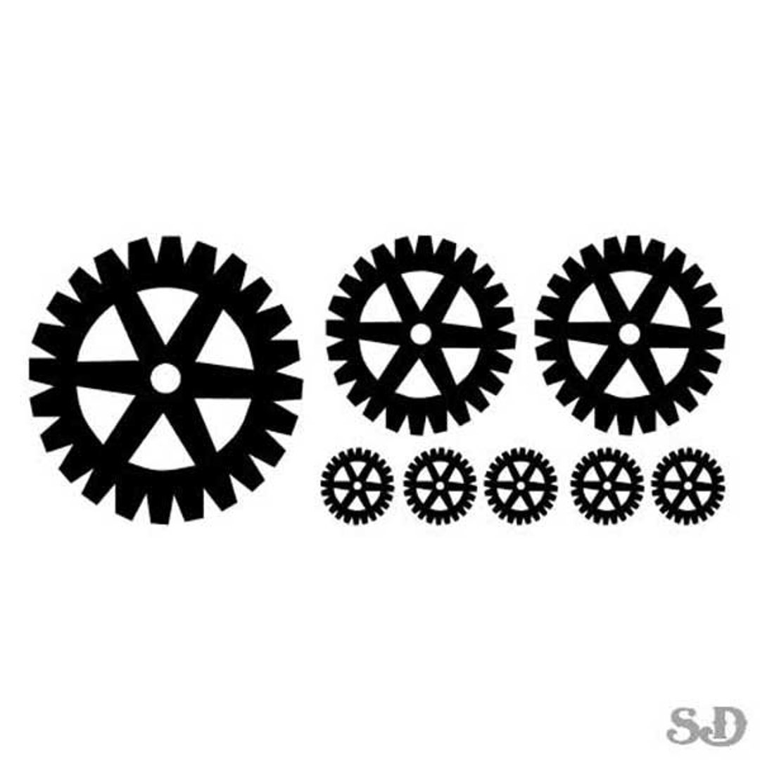 Set of 8 Steampunk Cogs Gears - Vinyl Decal Sticker - 9" Long X 3.75 ...