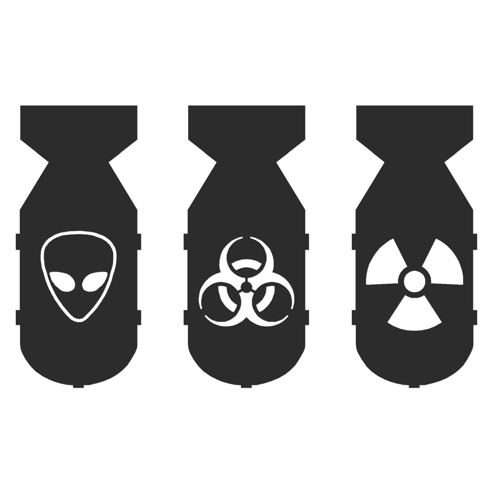 Set of 3 Bombs Alien Nuke Biohazard Symbol Vinyl Decal - Etsy