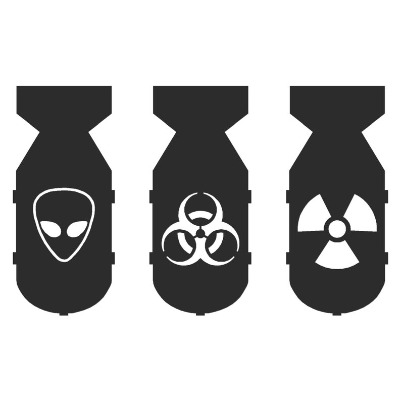 Set of 3 Bombs Alien Nuke Biohazard Symbol Vinyl Decal - Etsy Australia