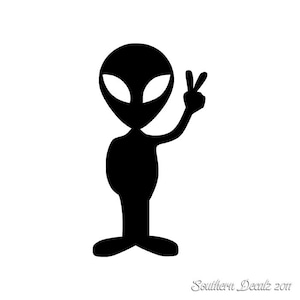 Peace Sign Alien - Vinyl Decal Sticker - 3.75" Long X 7" High - 24 ...