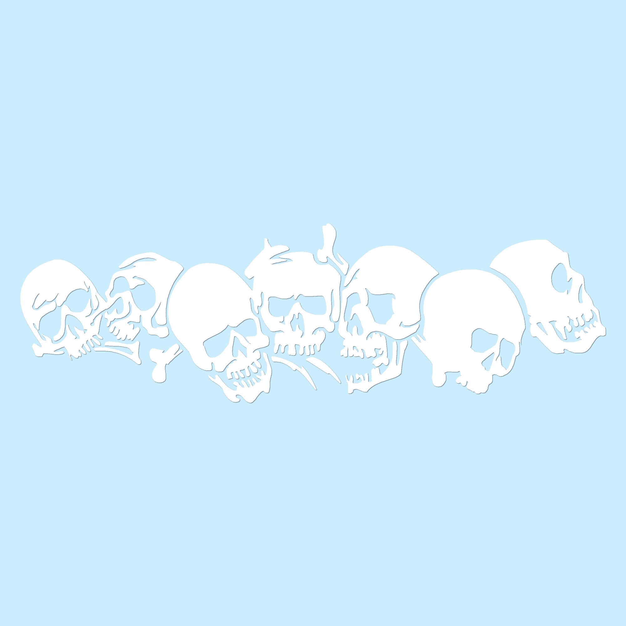Row of Skulls - Vinyl Decal Sticker - 3 Sizes - 9 Solid Colors ...