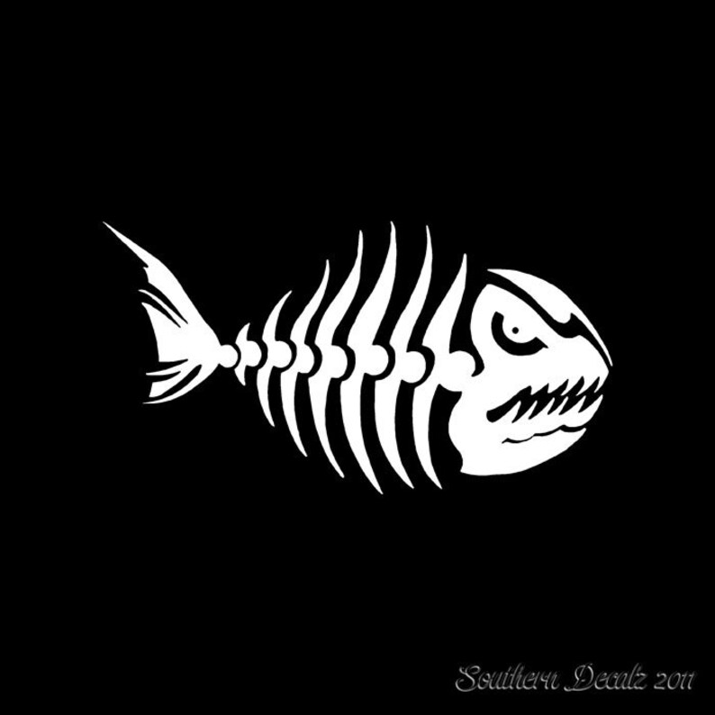 Fish Bones Angry Skeleton Vinyl Decal Sticker 7 Long - Etsy