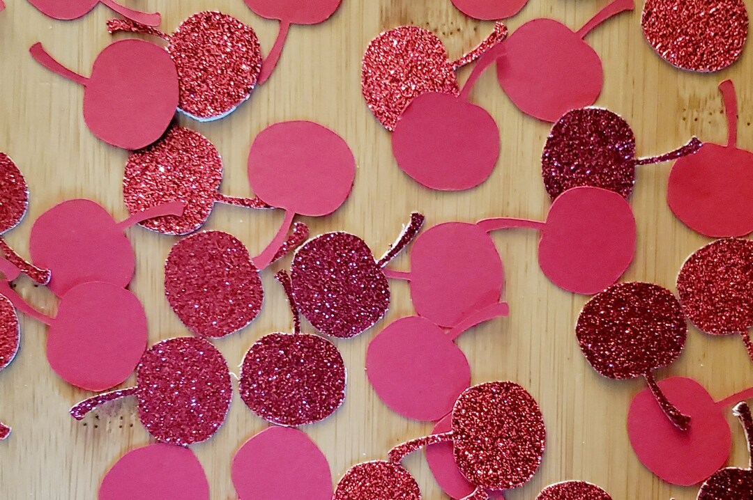 Red CHERRY / Cherries CONFETTI- Party Decor, Glitter Confetti, Cherry ...