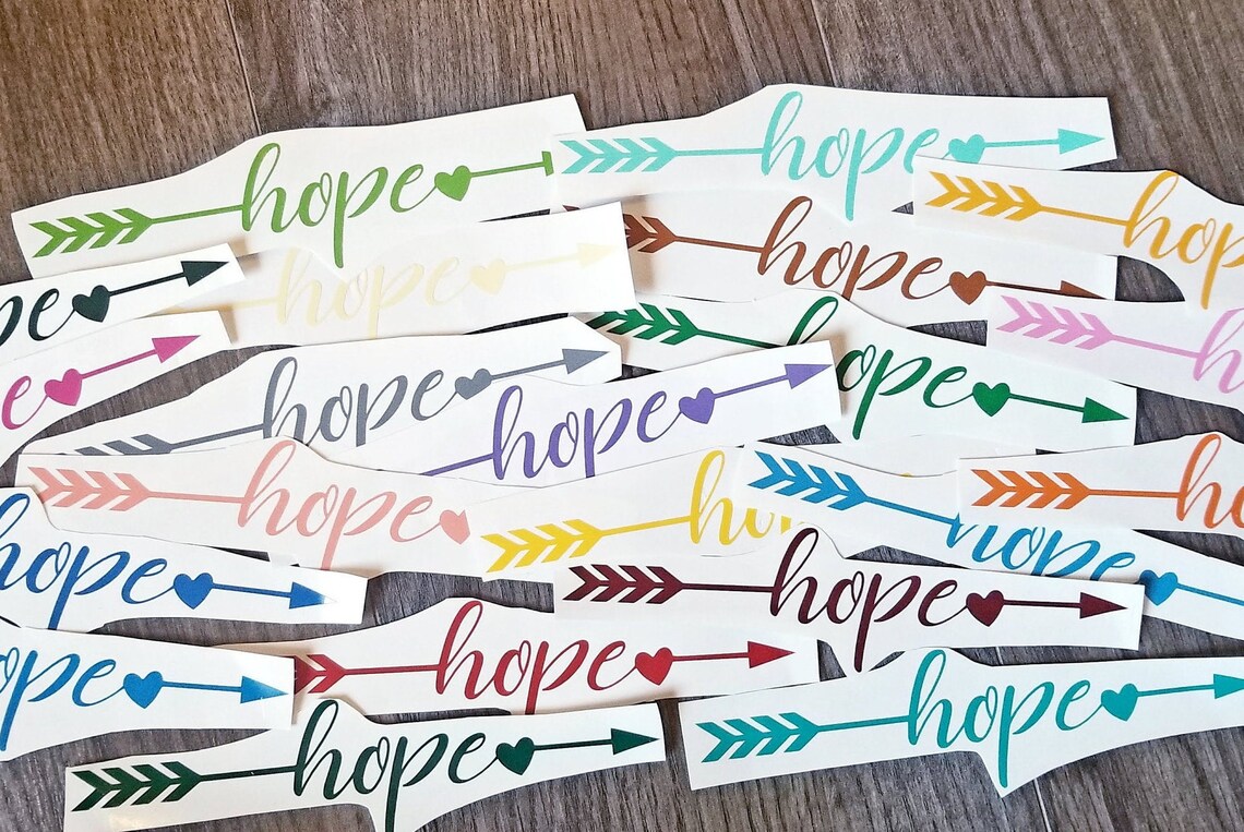 Cute Word "hope" Arrow Vinyl Decal - FREE Shipping, Car Window Decal ...
