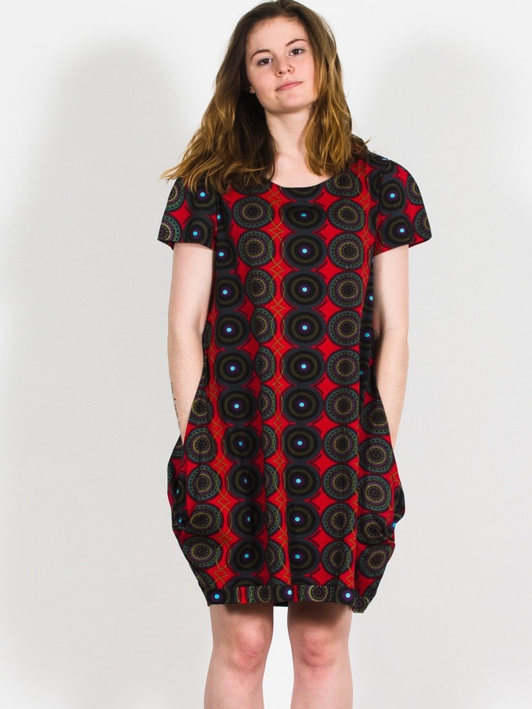 60's Style Dress Short Sleeves Multi - Etsy