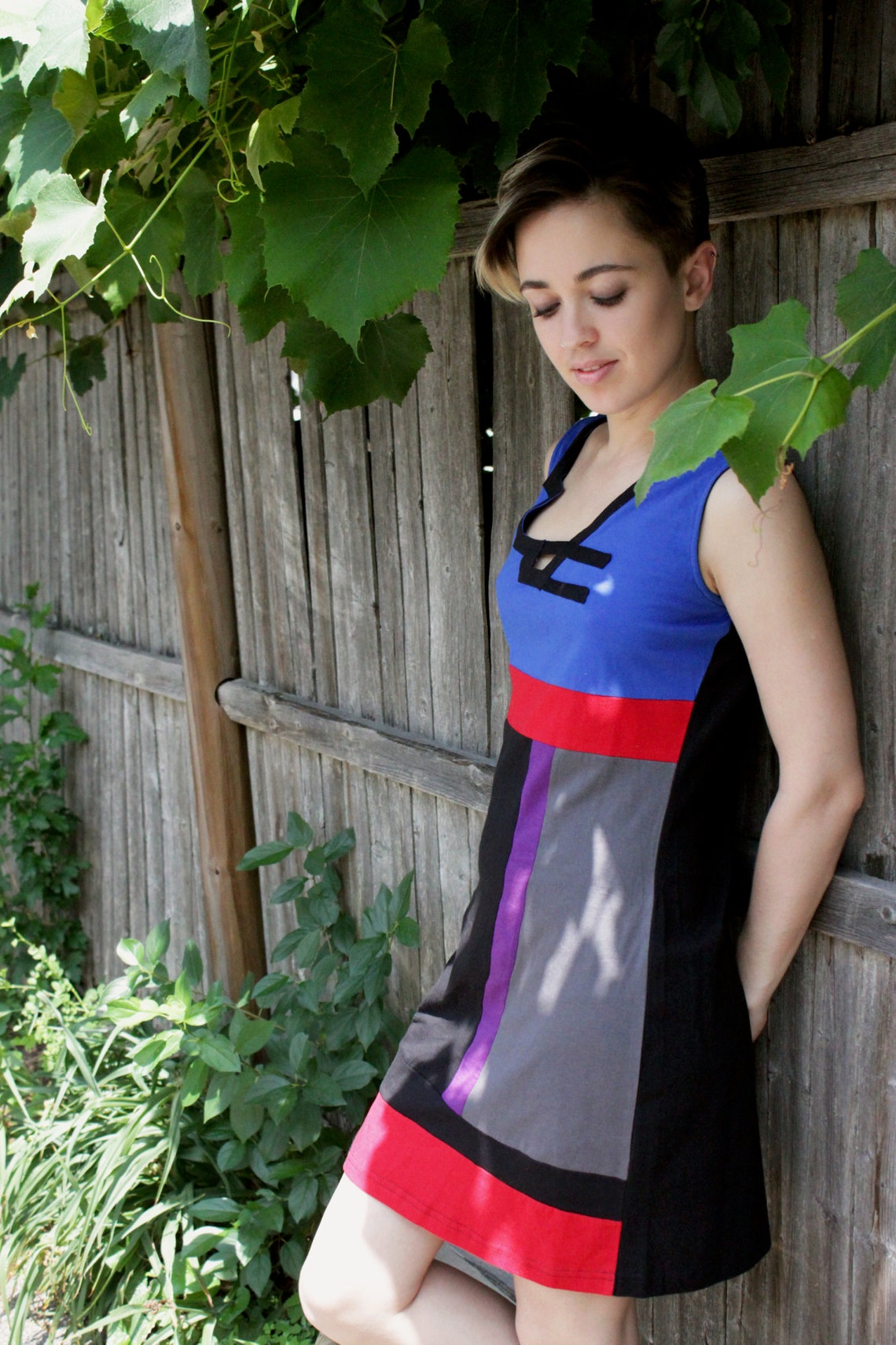 Mondrian Cotton Dress Patchwork of Colors - Etsy