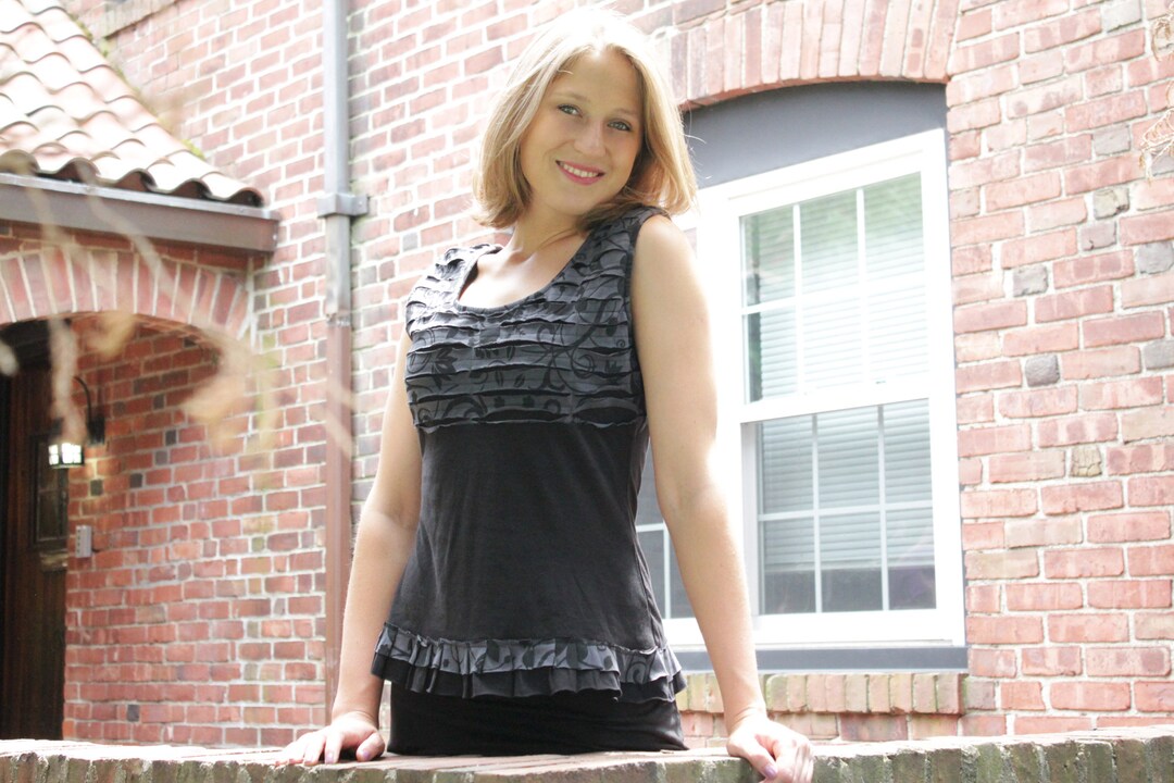 Organic Cotton Black/grey Frills Tank Top - Etsy